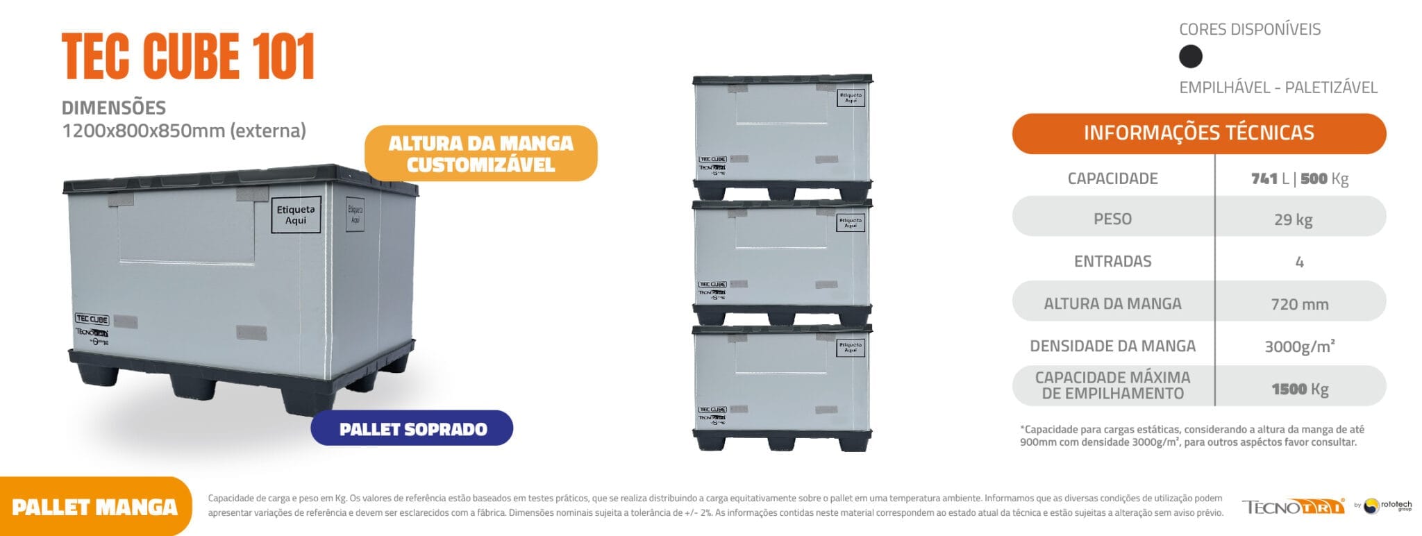 Pallet Manga TecCube 101 - 1200x800x850mm - Tecnotri Novas ...