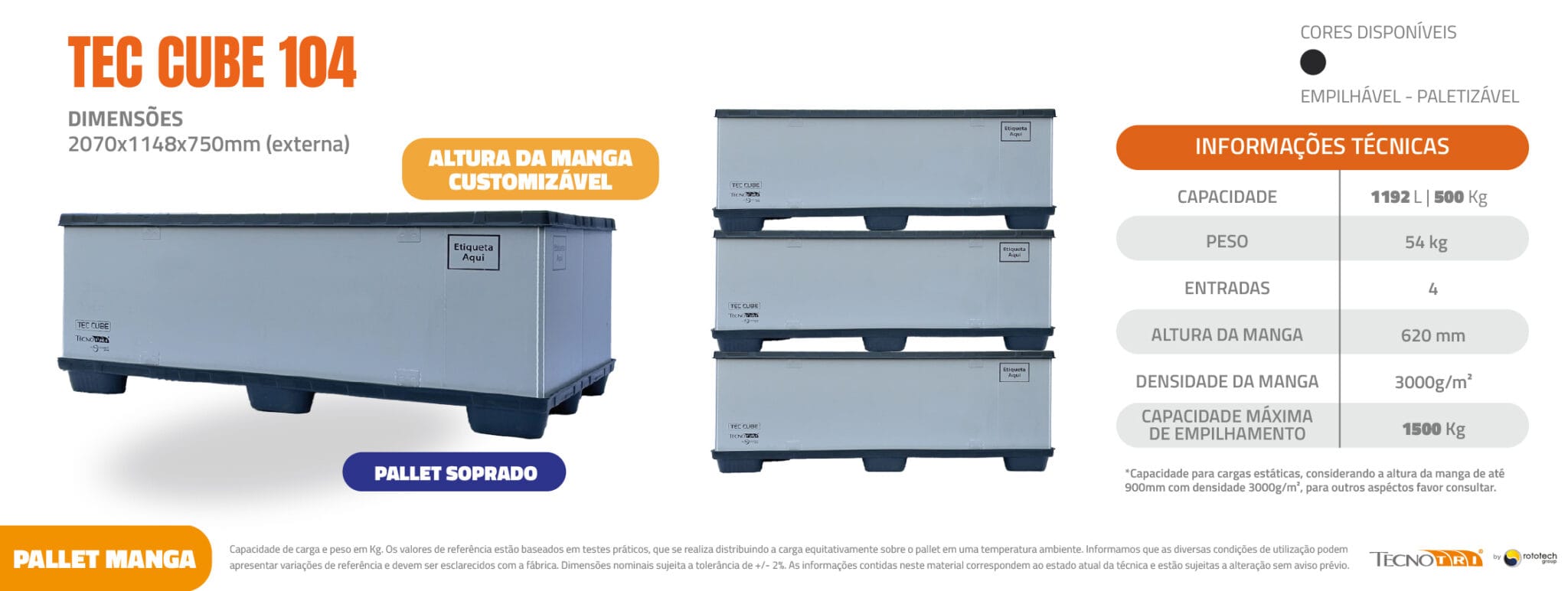 Pallet Manga TecCube 104 - 2070x1148x750mm - Tecnotri Novas ...